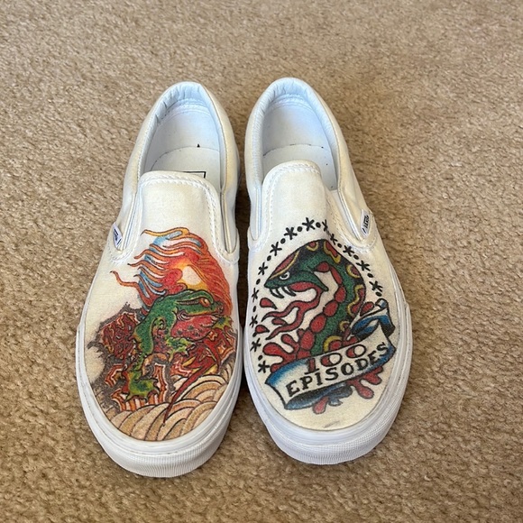 Vans | Shoes | Vans Hand Painted Snake And Frog Slip On Shoes | Poshmark